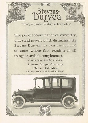 Antique Stevens Duryea Car Art Print Ad | eBay