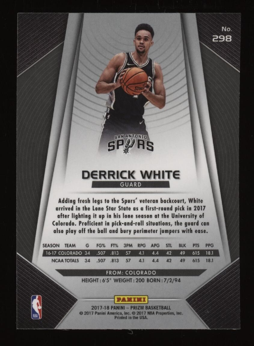 2017-18 Derrick White Panini Prizm Basketball Rookie Rc #298 *NICE ...