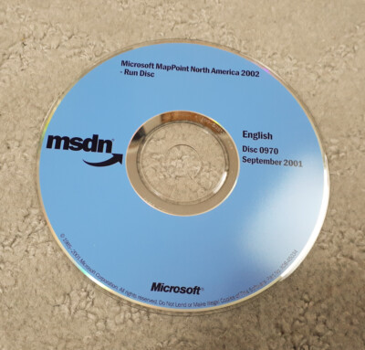 MSDN Disc 0970 September 2001 Microsoft MapPoint North America 2002 Run ...