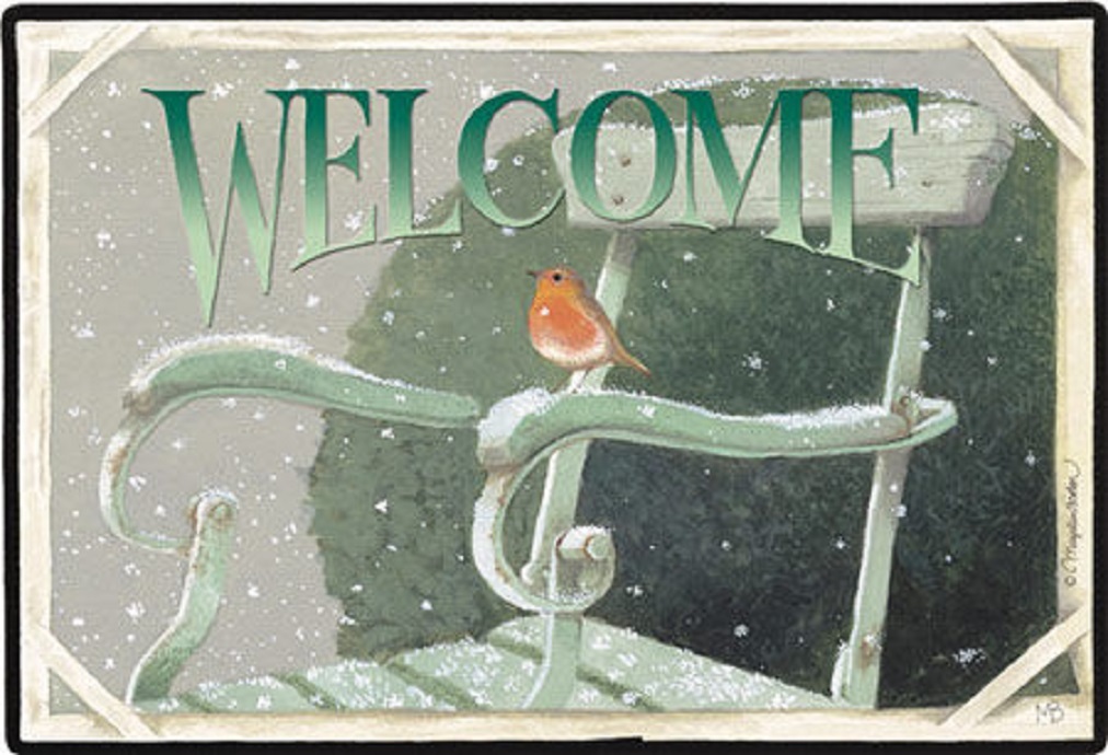 DOORMAT--18 X 27--Winter Robin-, non-skid rubber backed, | eBay