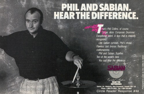 1989 small Print Ad of Sabian Drum Cymbals w Phil Collins | eBay