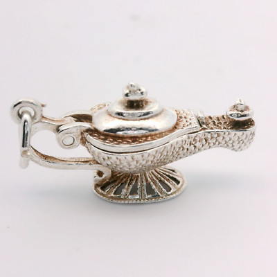 Sterling Silver Opening Genie Lamp with Enamel Painted Genie Inside ...