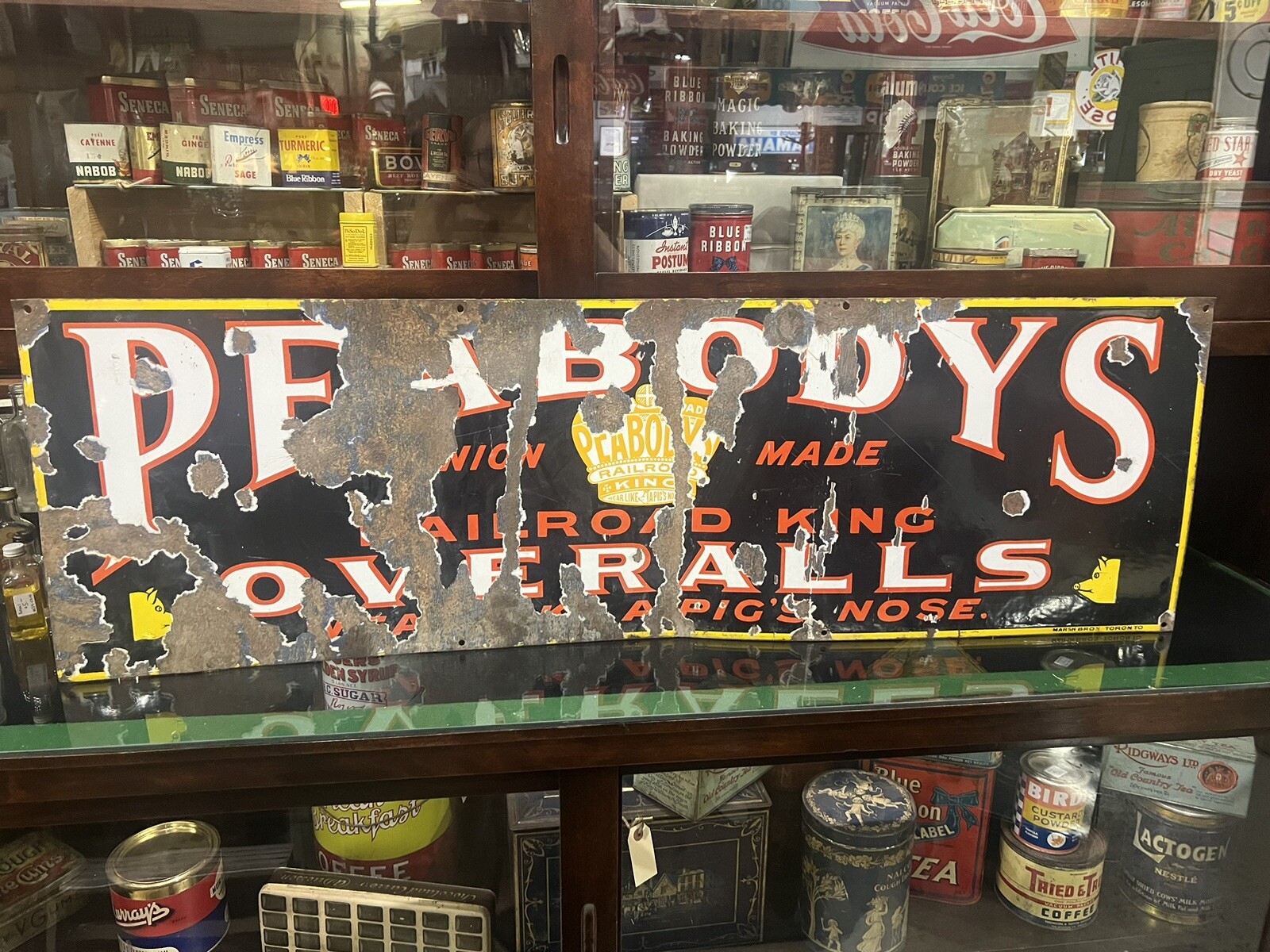 Early Original Porcelain Peabody Overalls Sign | eBay