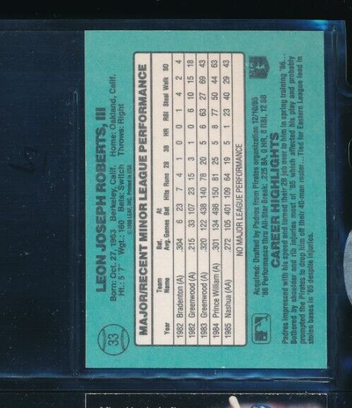 1986 Donruss #33 Bip Roberts San Diego Padres Signed Autograph (GP2 ...