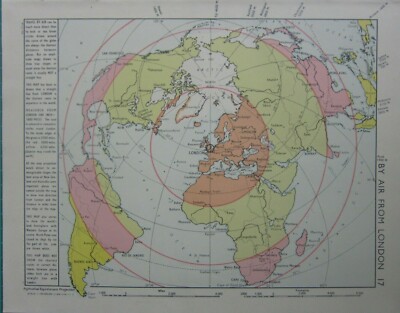 1952 MAP ~ THE WORLD BY AIR FROM LONDON TRAVEL MOSCOW SAN FRANCISCO | eBay