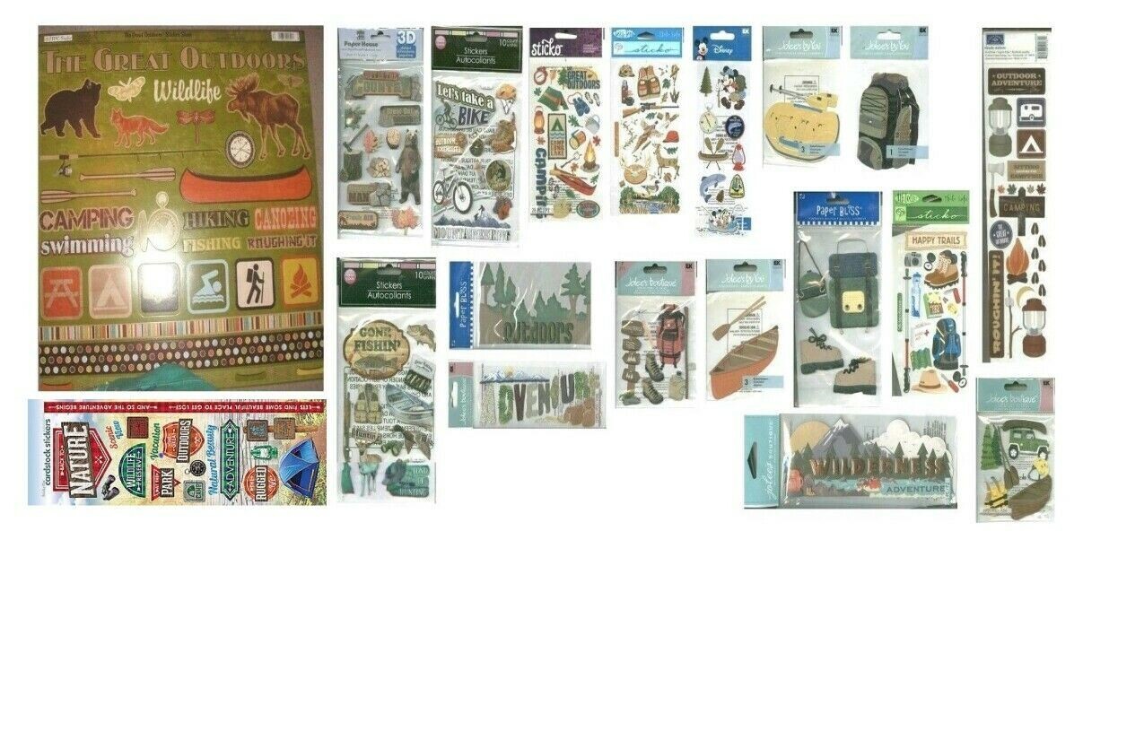 OUTDOORS Country Hiking Rock Climb Camp Fish Hunt Canoe Raft Stickers ...