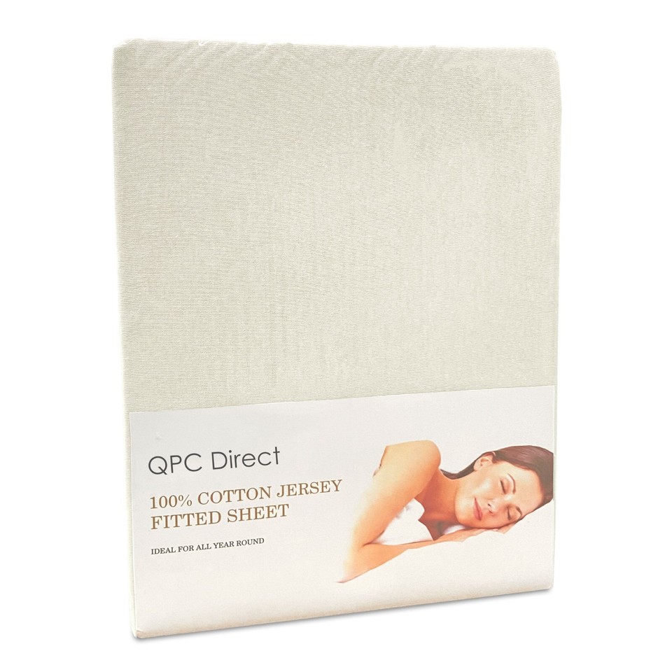Jersey Stretch Fitted Sheet 100% Pure Cotton Extra Deep 40cm 16" Soft ...