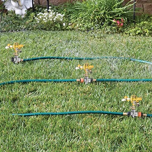 6 Pack 1/2 inch Zinc Alloy Lawn Sprinkler Spike Base Water Flow Thru ...
