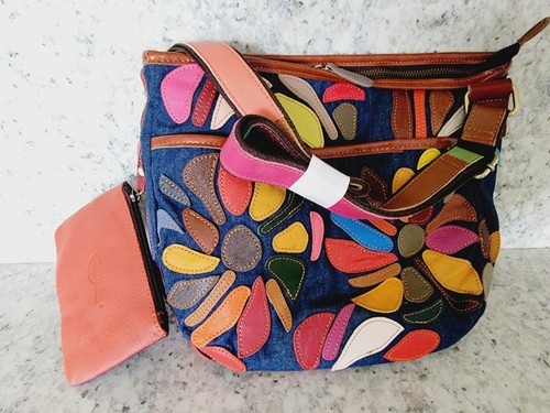 Amerileather Multi-Color Patchwork Handbag Satchel Tote Shoulder Bag Medium NWT | eBay