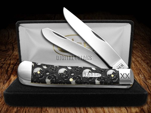 Case xx Knives Skulls Natural Bone Trapper 1/500 Pocket Knife Stainless ...