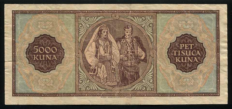 Croatia - 5000 Kuna Banknote - 01.09. 1943 P-13 WWII Independent State ...