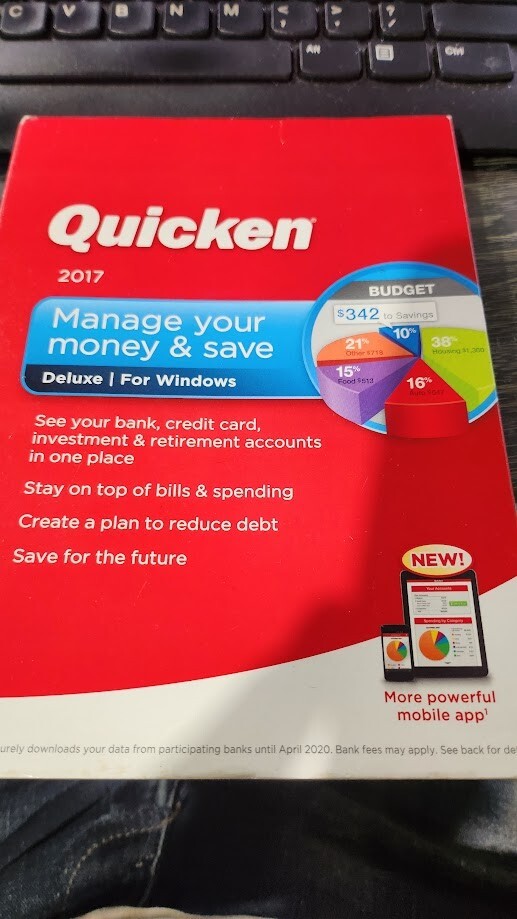 New sealed Intuit Quicken Deluxe 2017 Retail box with Security Device ...