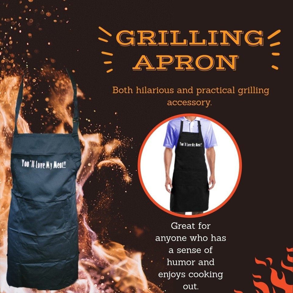 Grilling Utensils and Apron Combo BBQ Tools Chef Embroidered Apron Free ...