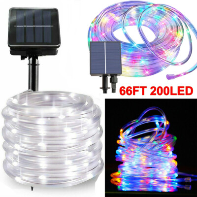 66FT 200 LED Solar Rope Tube Lights Waterproof String Light Outdoor ...