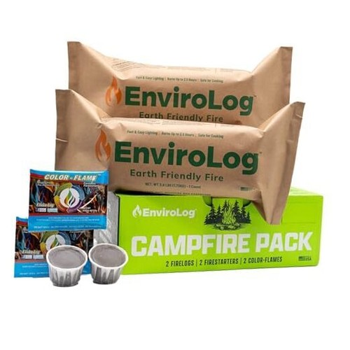 Campfire Pack, 2 Fire Logs, 2 Fire Starters, and 2 Color Flames, for ...