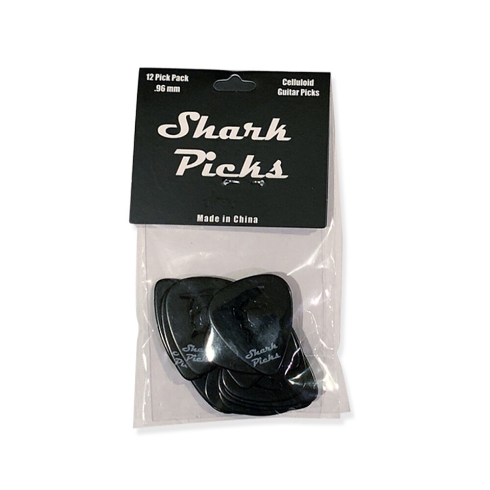 Shark Picks - Guitar picks 12 pack black with Shark grip hole .96mm ...