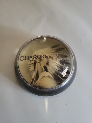Vintage Native American Indian "Cherokee" Glass Dome Paperweight ...