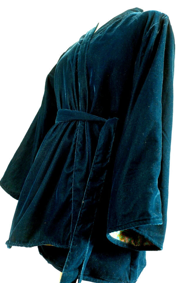 Velvet kimono top blue 10 12 14 16 18 20 22 hippy wedding plus event ...