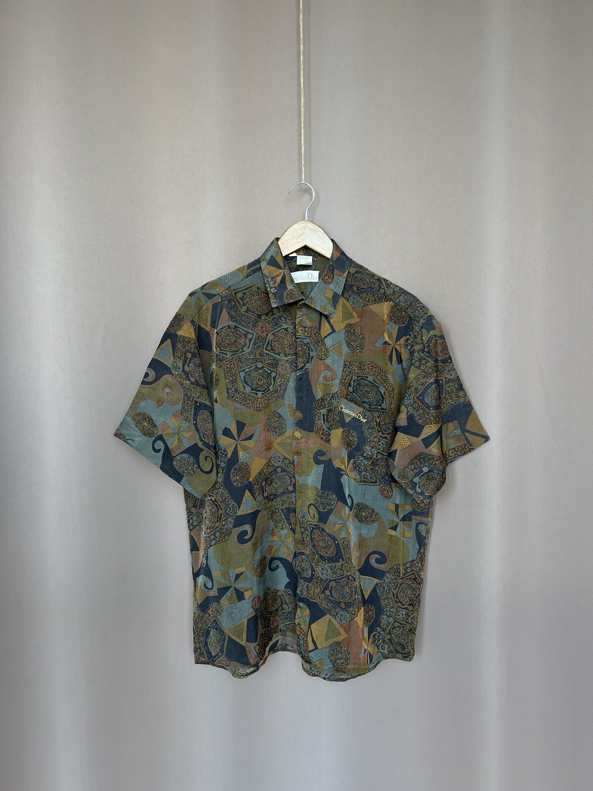 Christian Dior Crazy Pattern Silk Button Shirt Rare M… - Gem