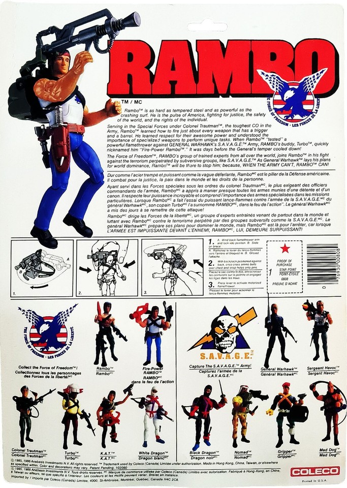 RAMBO: The Force of Freedom, Fire-Power Rambo Figure, Vintage 1985/86 ...