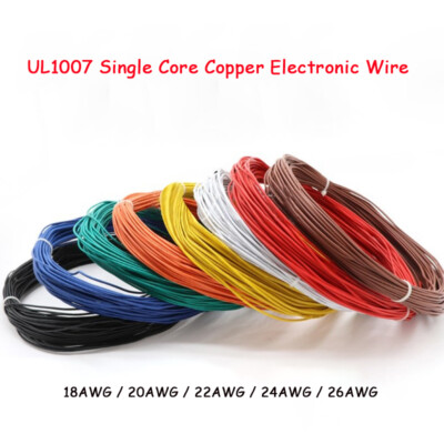 UL1007 Single Core Copper Electronic Wires 18AWG~26AWG Gauge Tinned ...