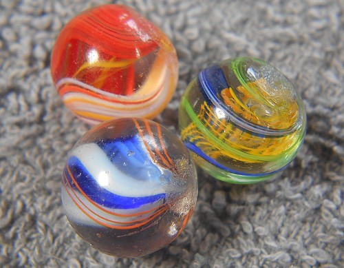 set of 3 HTF Vintage Bright English Style German Handmade marble ...