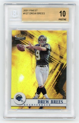 2001 Topps Finest #127 Drew Brees Rookie RC BGS 10 Pristine 115/1000 | eBay