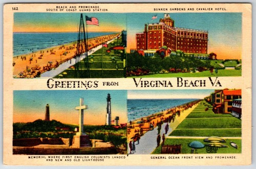 Virginia Beach VA Greetings Beach Cavalier Hotel Lighthouse Multiview ...