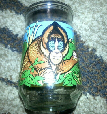 WELCHS JELLY JAR GLASS World Wildlife Fund MANDRILL BABOON Endangered ...