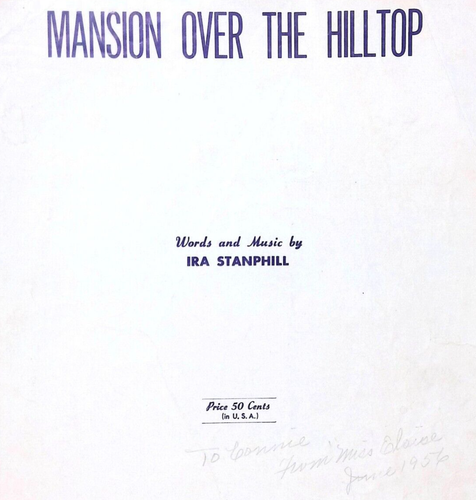 Mansion Over The Hilltop Sheet Music Ira Stanphill 1949 Gospel Sacred ...