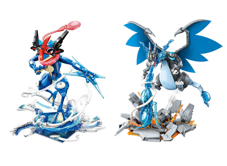 Official Pokémon LARGE Mega Charizard & Ash Greninja Building Block ...