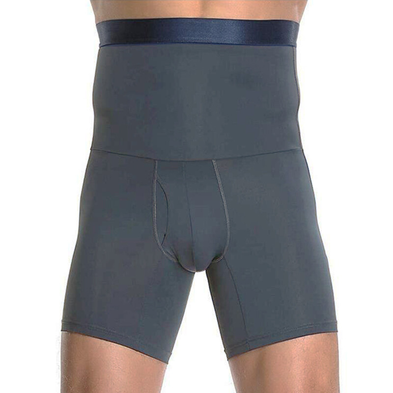 Mens Compression High Waist Boxer Shorts Tummy Slim Body Shaper Girdle ...