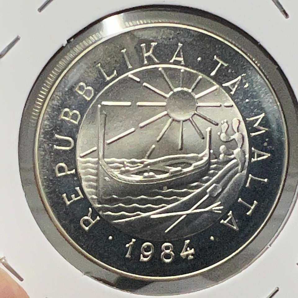 1984 MALTA SILVER 5 LIRI PROOF BRILLIANT UNCIRCULATED CROWN | eBay