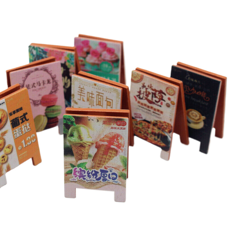 1/12 Dollhouse Mini Signboard Ornament Dollhouse Cake Coffee Pizza ...