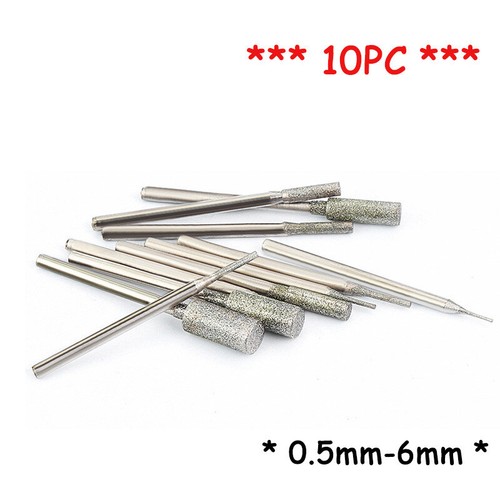 10pcs Diamond Burr Engraving Rotary Tool Drill Bit Burrs Bur for Dremel ...
