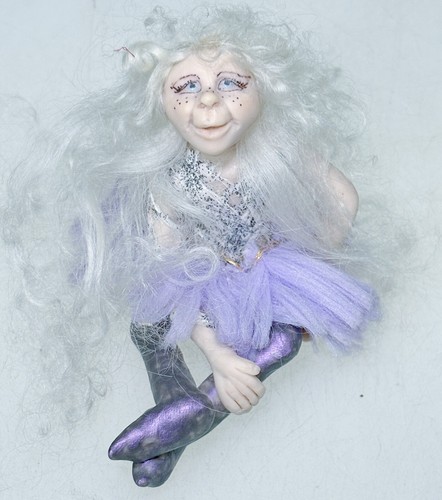 2.5” Fairy Grandmother Pixie Artist Doll Long Gray Hair | eBay