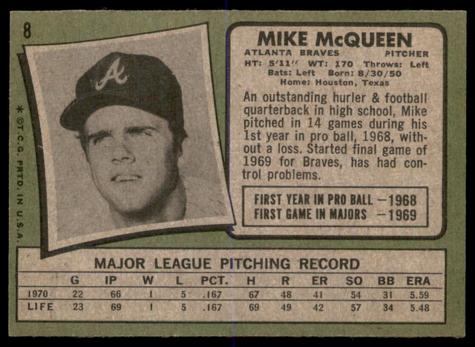 1971 Topps #8 Mike McQueen | eBay