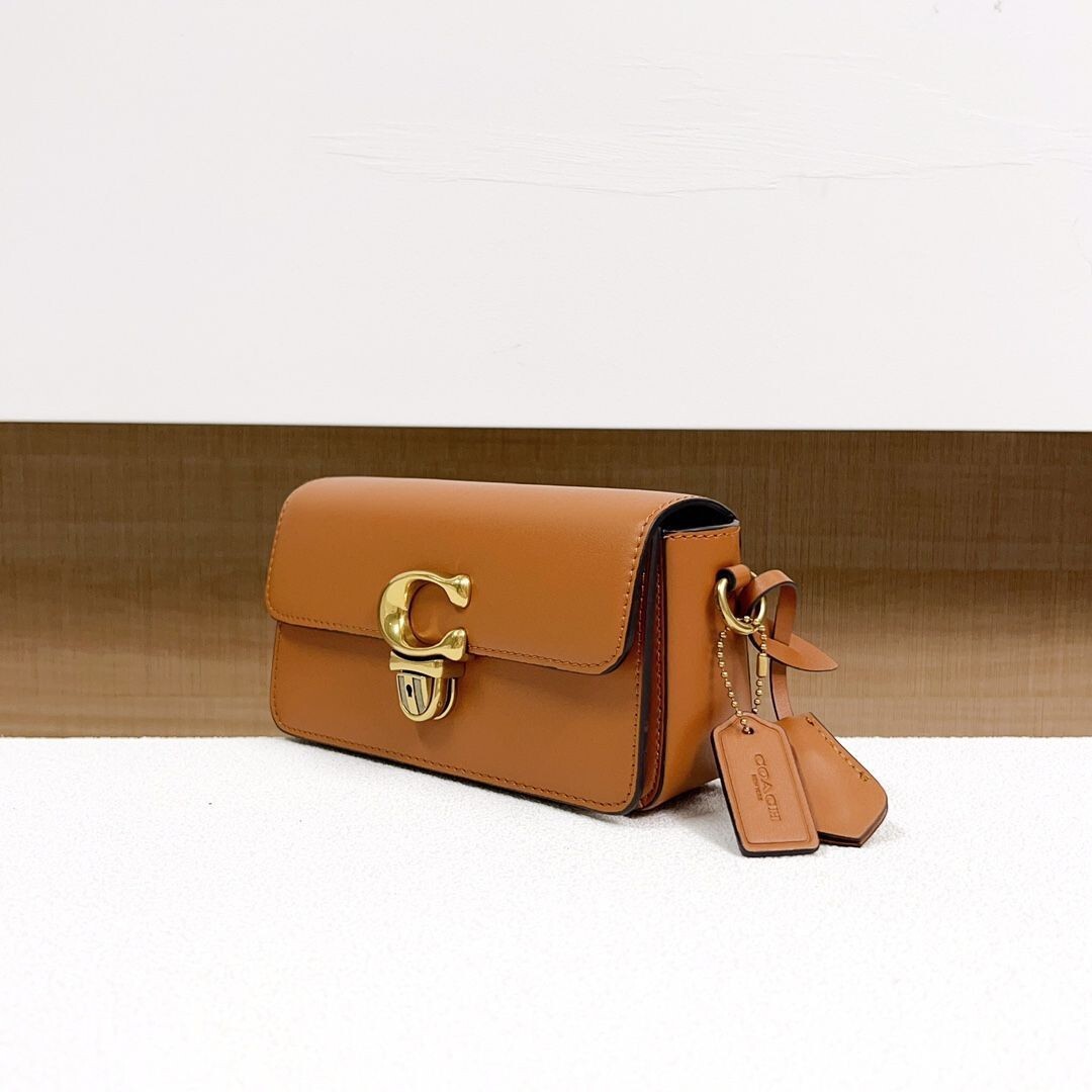 COACH Studio Baguette Shoulder Crossbody Bag Leather Camel CE331 outlet ...