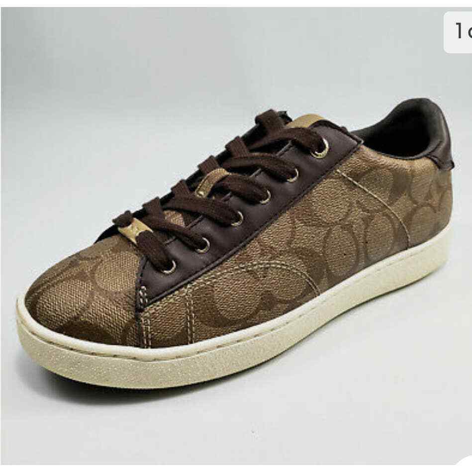 COACH Low Top Signature Sneaker Shoes Women's KHAKI Mahogany Size 8 | eBay
