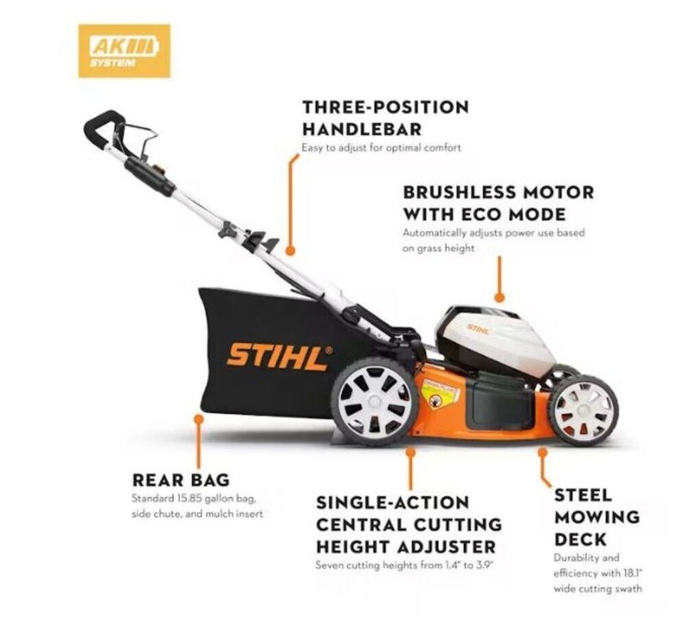 Stihl RMA 460 36V 19 in. Battery Powered Lawn Grass Mower (Battery not ...