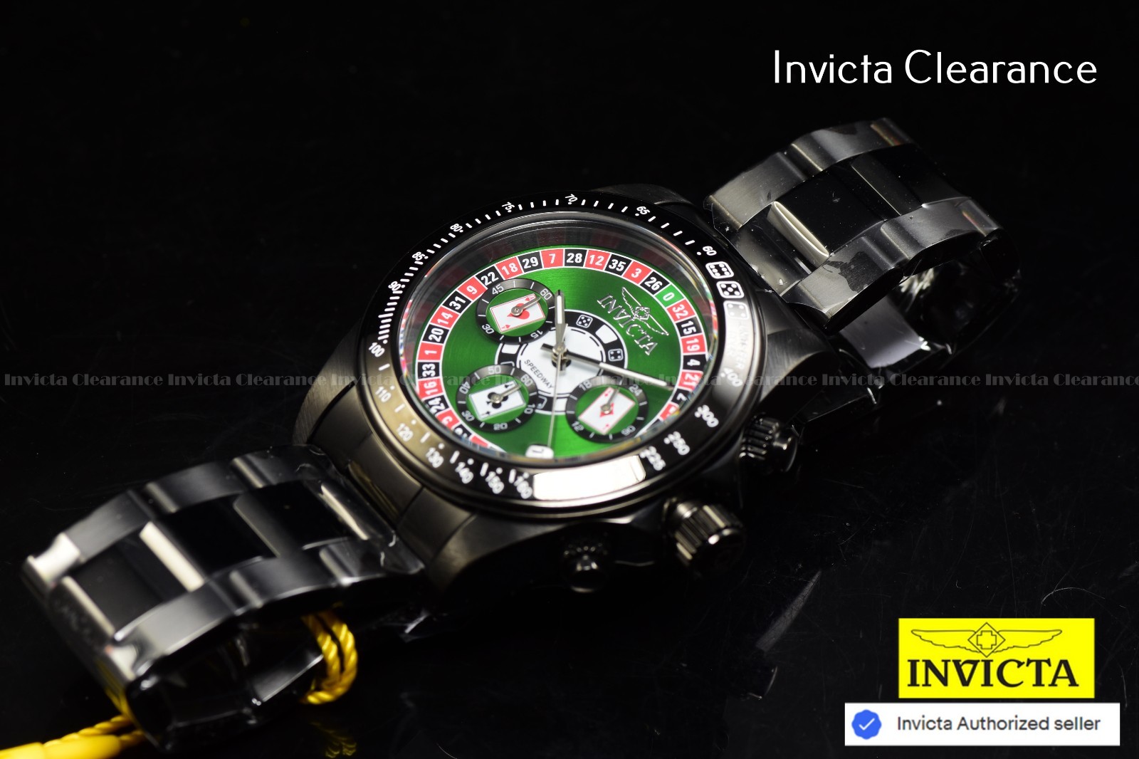Invicta Speedway Roulette Casino Chronograph GMT Green Dial Watch 44645 ...
