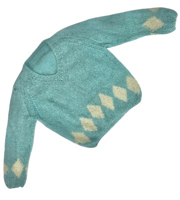 VTG 1950s DIAMOND MOHAIR SWEATER COBAIN SHAG FUZZY WOOL GRUNGE ...