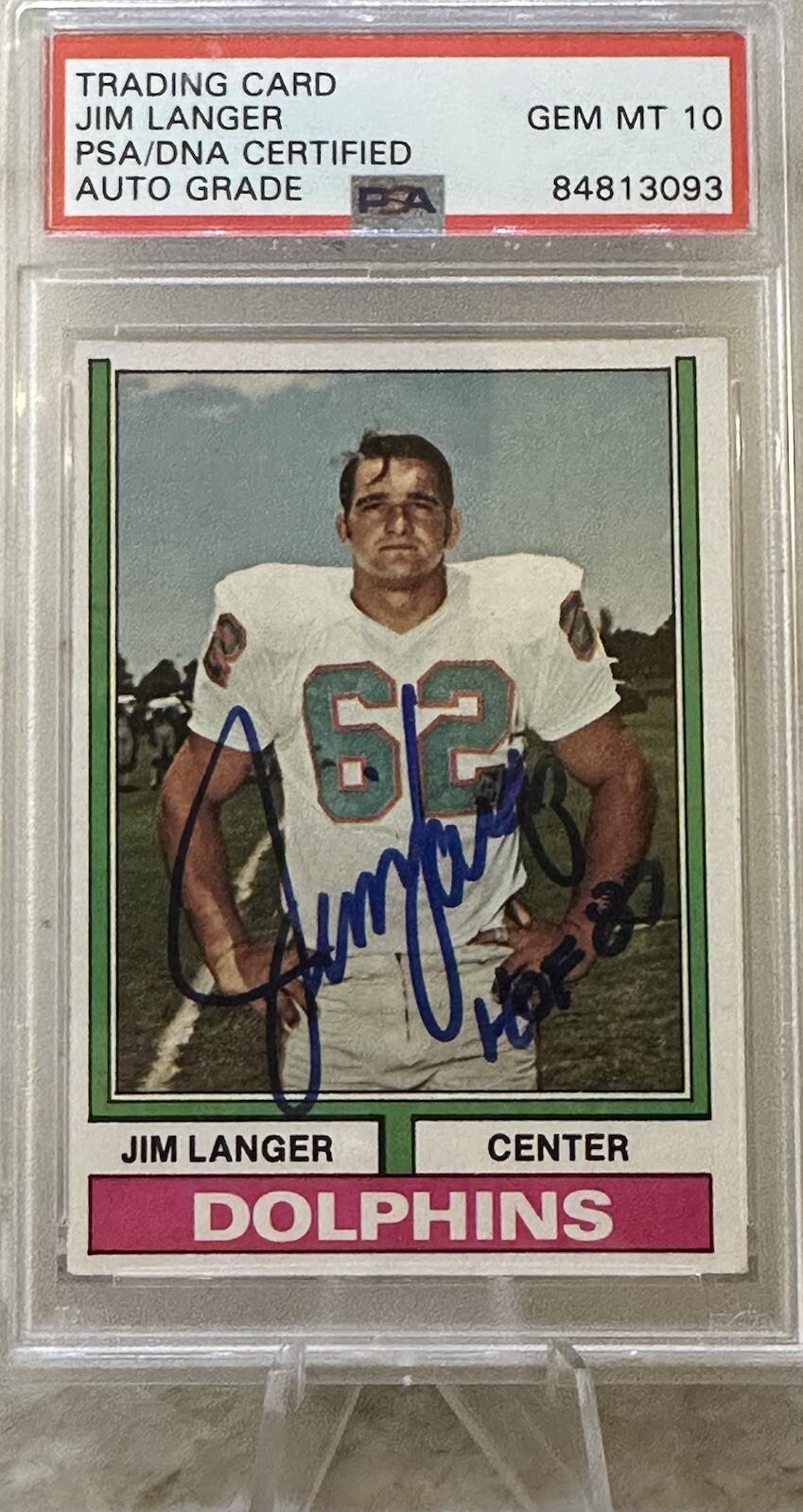 1974 Jim Langer Topps Authentic Hand Signed Auto #397 Card Graded PSA ...