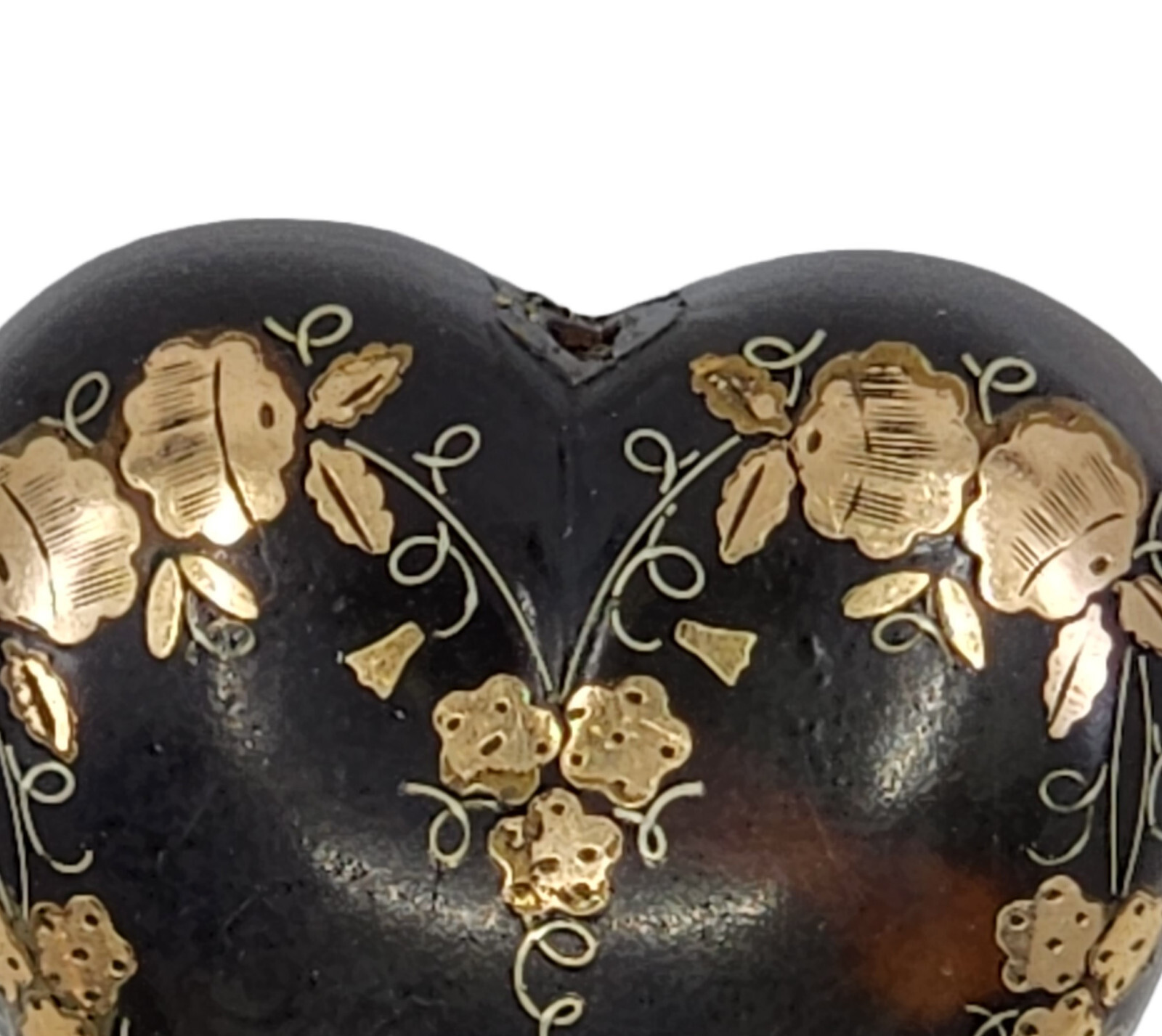 ANTIQUE VICTORIAN INTRICATE FLORAL GOLD INLAY PIQUE HEART BROOCH ~ 30 ...