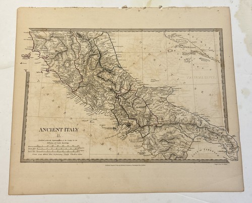 Antique 1830 Original Map Ancient Italy II Baldwin and Cradock 16” X 13 ...