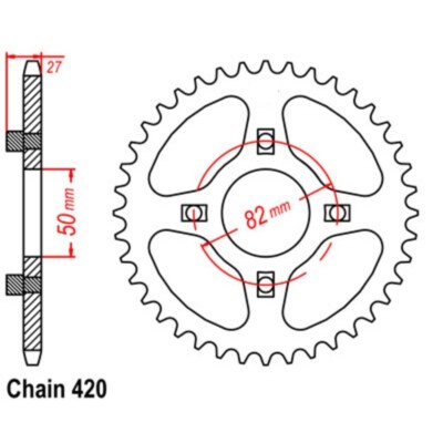 48T 420P Supersprox Rear Sprocket Steel for Honda SL70 1971 to 1973 ...