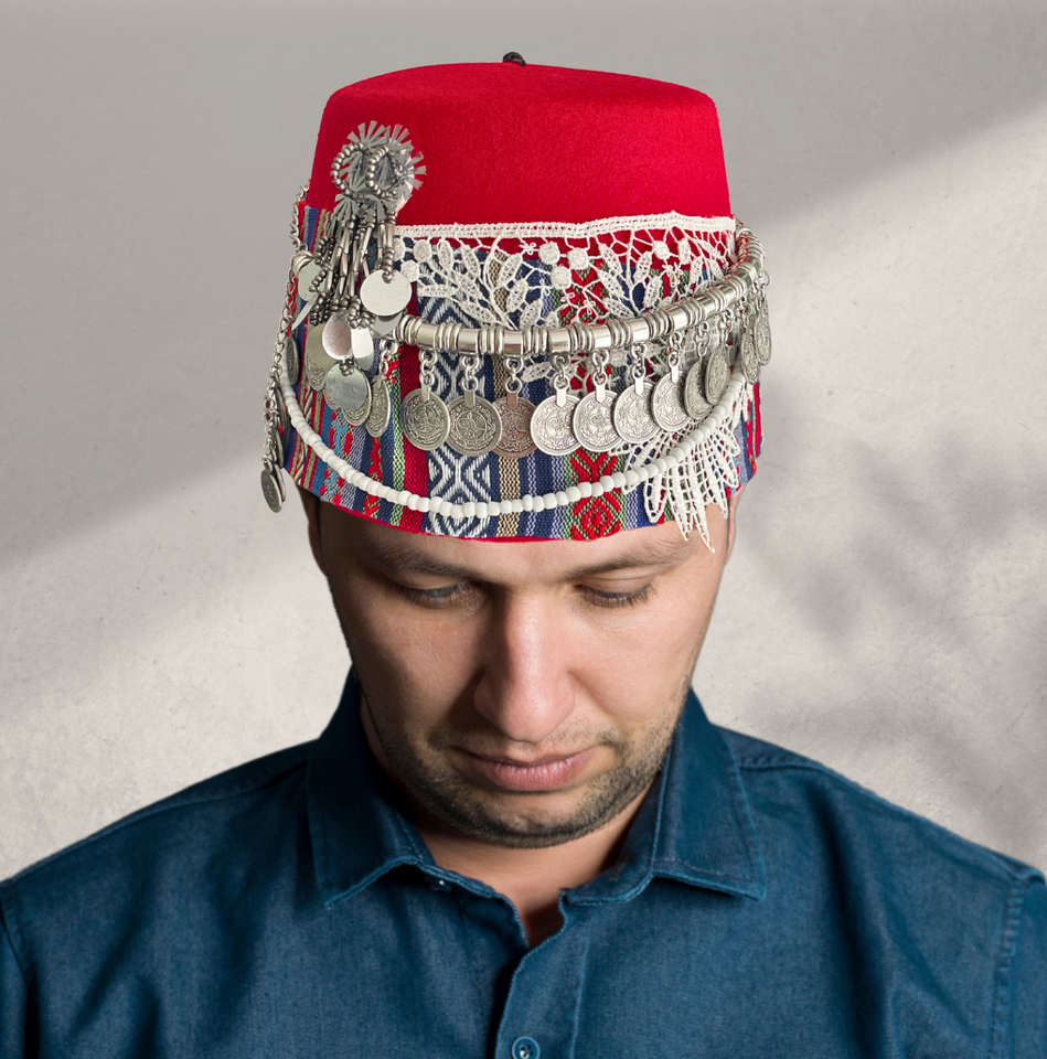 Handmade Fez Hat, Traditional Turkish Hat with Silver Coins, Tribal ...