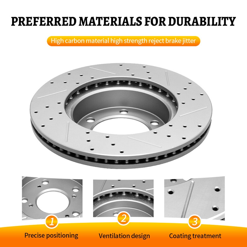 Front Rear Drilled Slotted Disc Brake Rotors for 2008 - 2017 Nissan ...