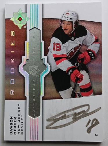 2021-22 UD Ultimate Rookie Emblem Auto Dawson Mercer New Jersey Devils ...