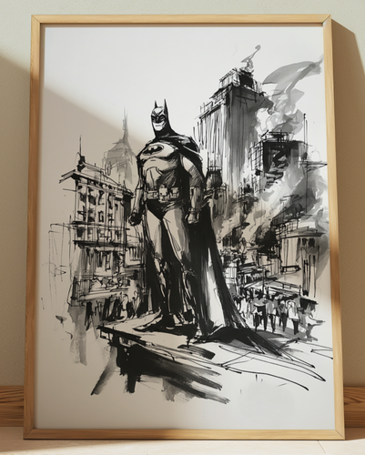 BATMAN INK DRAWING PRINT PORTRAIT SKETCH 8" x 10" BATMAN PRINT WALL ART ...